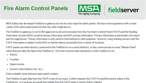 Fieldserver Life Safety Msa Safety United States