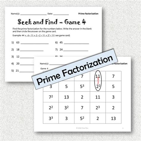 Prime Factorization Activity By Time Flies Tpt