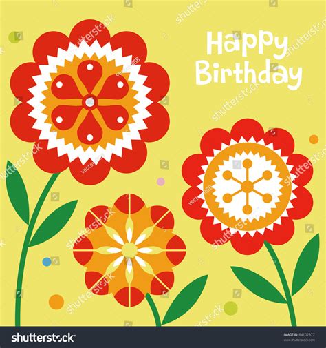 Flower Birthday Card Design Stock Vector Royalty Free 84102877