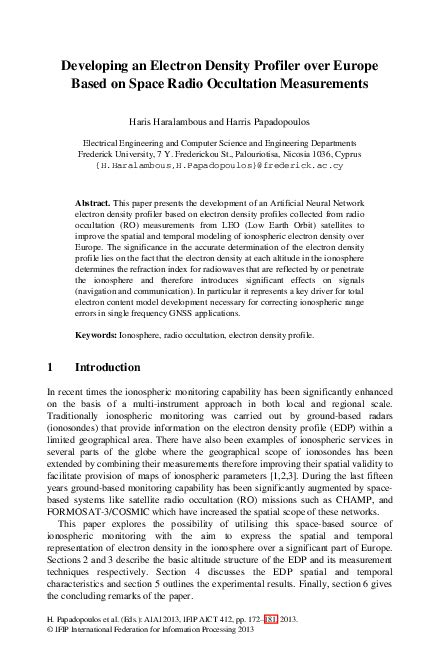 Pdf Developing An Electron Density Profiler Over Europe Based On
