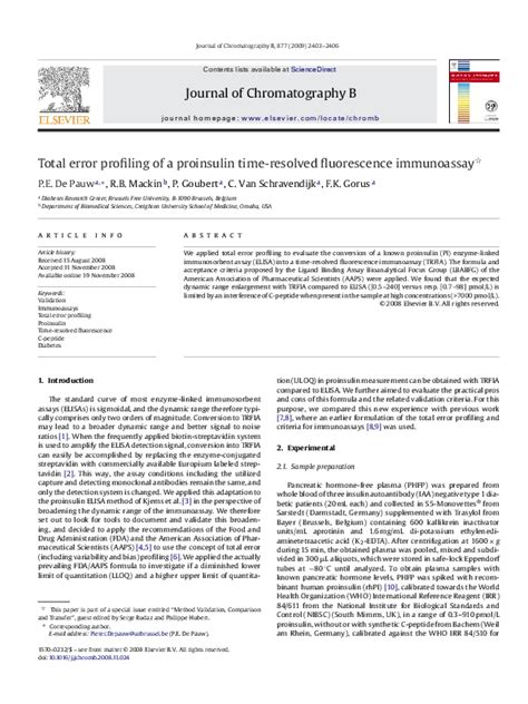 Pdf Total Error Profiling Of A Proinsulin Time Resolved Fluorescence Immunoassay