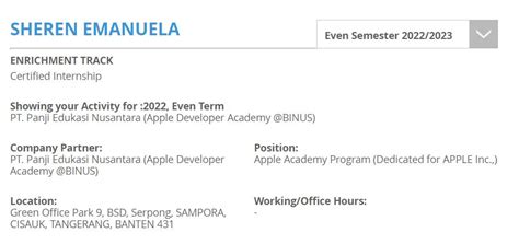 Binus Internship Appledeveloperacademy Sheren Emanuela