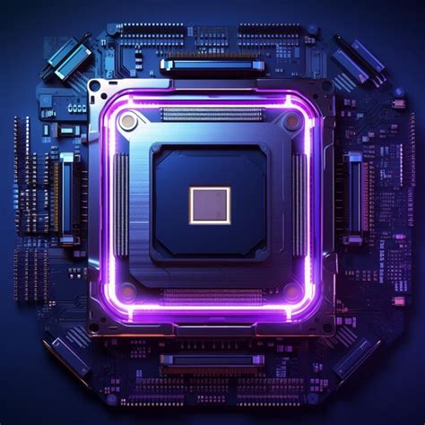 Premium Ai Image Central Computer Processor With Neon Lights Integrated Microchip Circuit