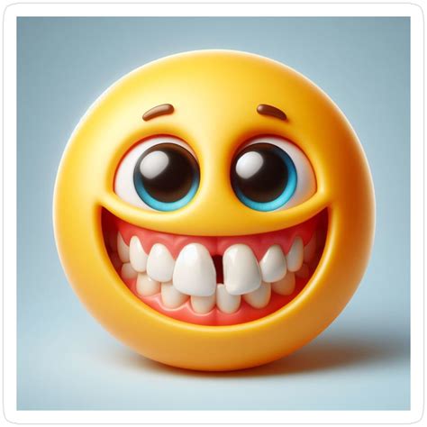 Gap Tooth Yellow Smiley Emoji With Big Grin Sticker Smile Emoji Faces