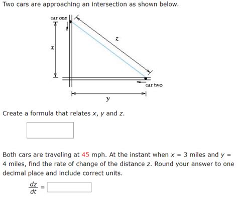Solved Two Cars Are Approaching An Intersection As Shown
