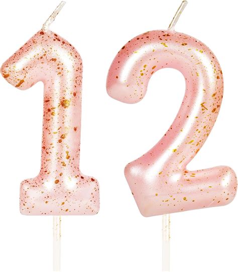 Hongplus Pink Gold Number 12 Candles 12 Birthday Candle