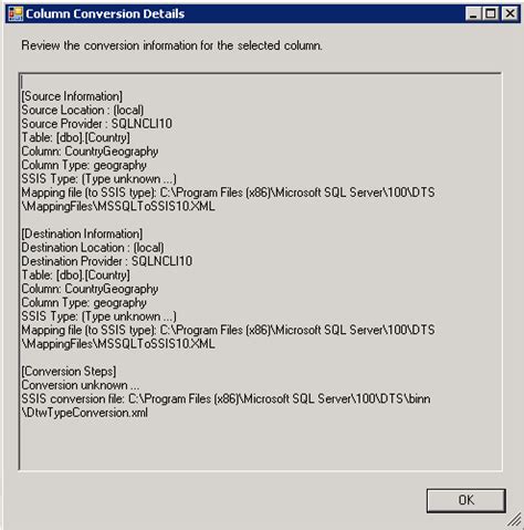 Sql Server 2008 Error In Importexport Of Geographygeometry Columns