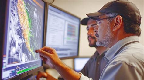 Scientists Analyzing Climate Data For Predictive Weather Premium Ai