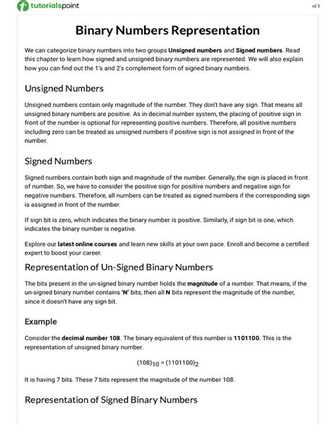 Binary Number Representation Explained Pdf Elementary Mathematics