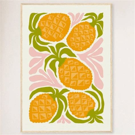 Galrie Vibrant Pineapple Print Wall Art From Abstract Fruit Collection