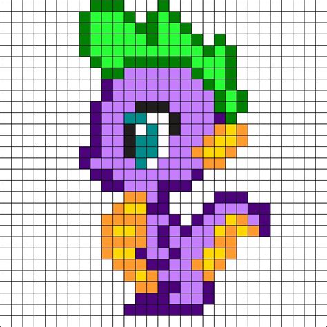 Mlp Spike Perler Bead Pattern Pixel Art Pixel Art Grid Pixel Art