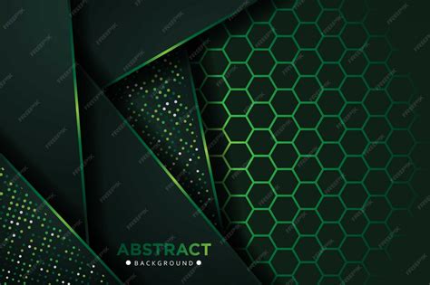 Premium Vector Abstract Dark Green Overlap Layers With Hexagon Mesh Pattern Background
