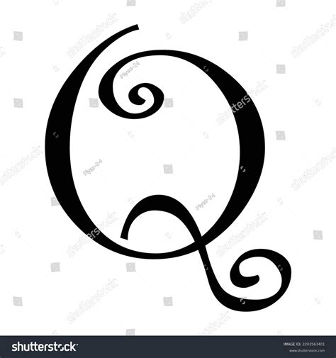 Curlz Alphabet Q Upper Black Alphabet Stock Vector Royalty Free