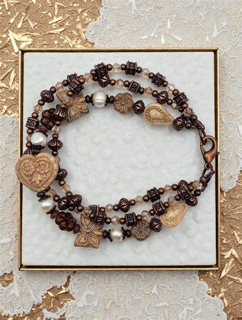 Three Strand Vintage Style Heart Bracelet Etsy
