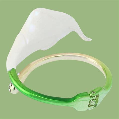 Betsey Johnson Calla Lily Hinge Bangle Gold Tone Crystal Floral