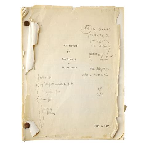 Lot 950 Bound Annotated Script Ghostbusters 1984