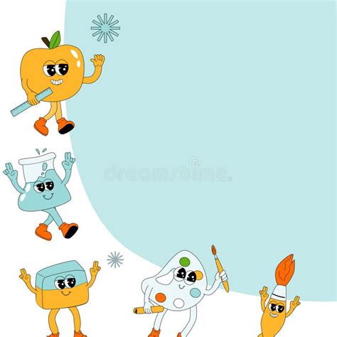 Y2k Background With School Characters In Retro 00s 80s Style Back To