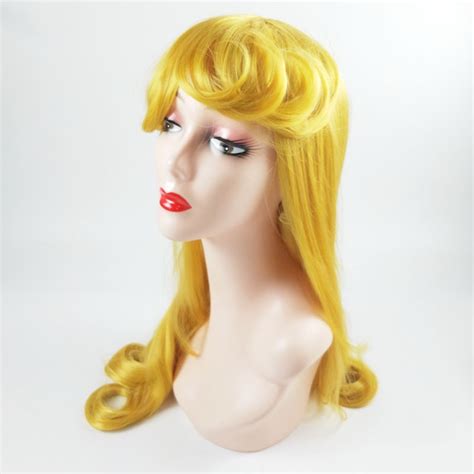 Princess Elora Cos Sleeping Beauty Yellow Long Curly Hair Cosplay Anime Wig Princess Elora Wig