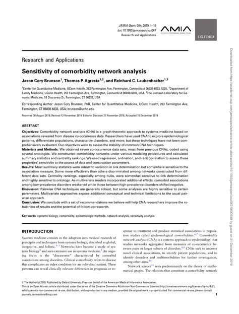 pdf sensitivity of comorbidity network analysis