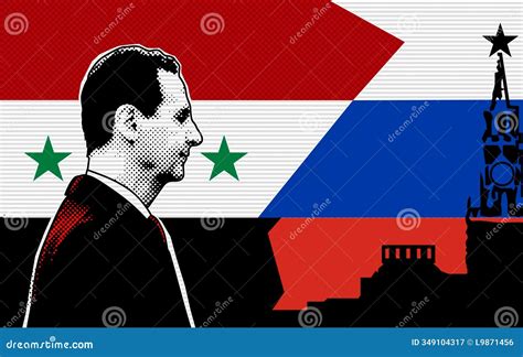 Bashar Al Assad Against The Backdrop Of The Syrian Flag The Russian