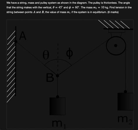 Solved We Have A String Mass And Pulley System As Shown In The