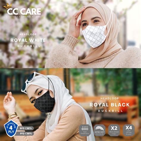 Headloop Earloop Premium 4ply Kf Face Mask 3ply 3d Duckbill Hijab