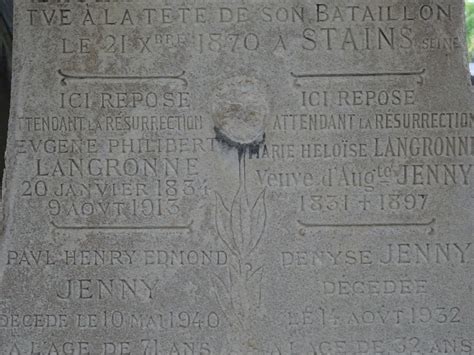 Cimetière Du Père Lachaise Appl Jenny Auguste 1830 1870