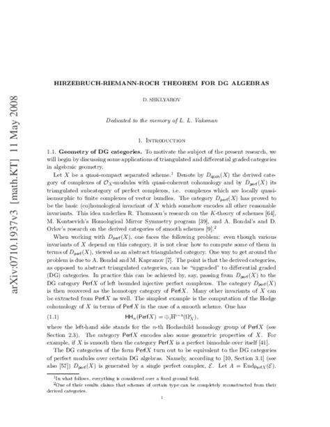 Pdf Hirzebruch Riemann Roch Theorem For Dg Algebras D Shklyarov