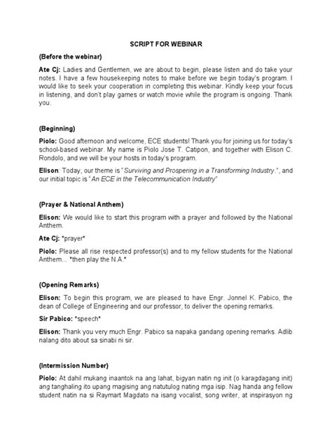 Script For Webinar Pdf