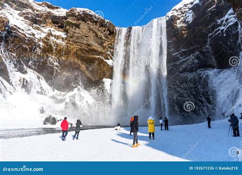 Skogafoss Iceland March 5 2020 Amazing Aerial Winter Landscape View