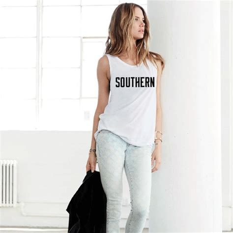 Southern Brooke Muscle Tank White Muscle Tank Tank Top Fashion