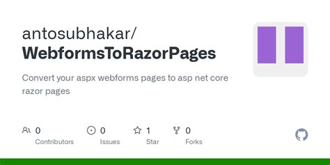 Github Antosubhakarwebformstorazorpages Convert Your Aspx Webforms Pages To Asp Net Core