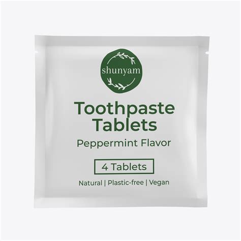 Toothpaste Tablets Sachet 4 Tabs Per Sachet Peppermint Travel Frien