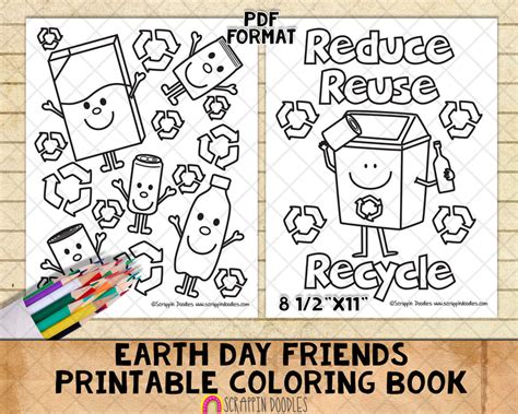 Reduce Reuse Recycle Coloring Page