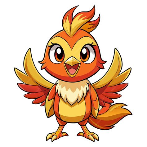 Premium Vector Cute Phoenix Vector Cartoon Illustration