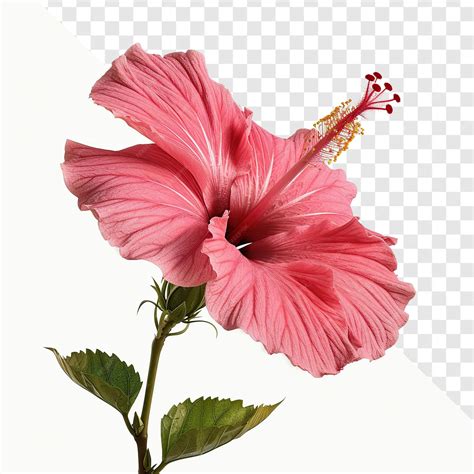 Premium Psd Photorealistic Side View Hibiscus Flower With Stem On