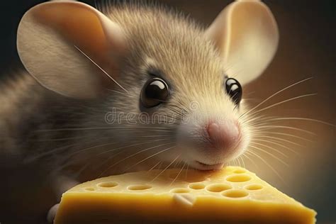 Close Up Of Cute Mouse S Whiskers And Nose Nibbling On Slice Of Cheese