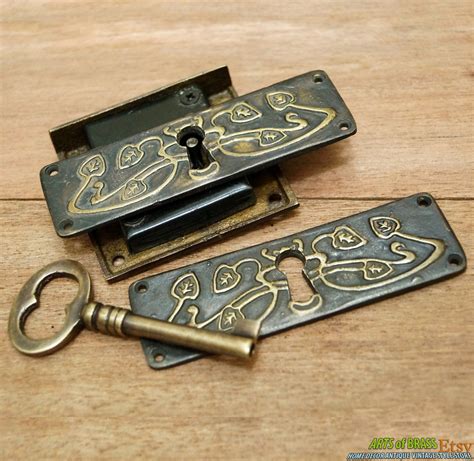Set Vintage Solid Brass Key Lock And Skeleton Key With Old Etsy