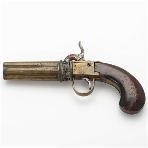 Slaglock Pistol Smålänning 6 Barreled Brass Barrel Flask In Stained