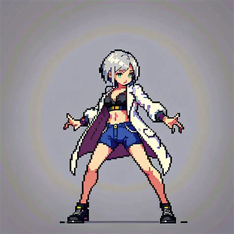 Un Primer Plano De Un Pixel Art De Una Mujer Con Una Espada Seaart Ai