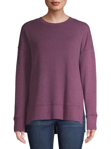 Time And Tru Womens Crewneck Sweatshirt With Long Sleeves