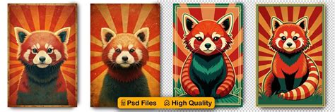 Red Panda Posters Collection Premium Ai Generated Psd