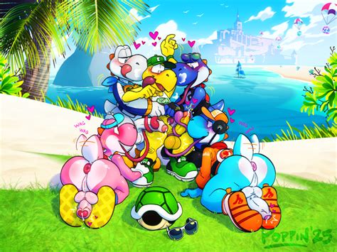 Rule 34 Ass Balls Big Ass Big Balls Big Cock Big Penis Blue Yoshi Cock Cyan Yoshi Gay Gay Sex