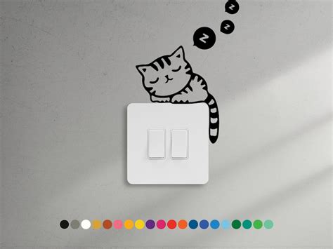 Cat Peeking Light Switch Stickers Wall Decor Window Cat Etsy