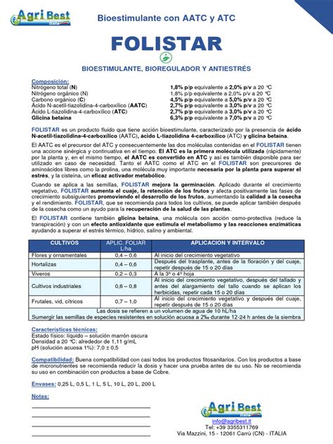 Folistar Ficha Técnica Pdf