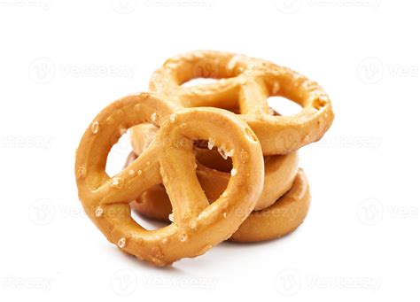 Mini Salted Pretzel Isolated On White Background Group Of Pretzel