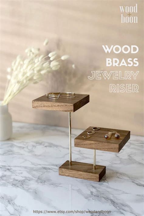 Wood And Brass Jewelry Display Riser Modern Jewelry Platform