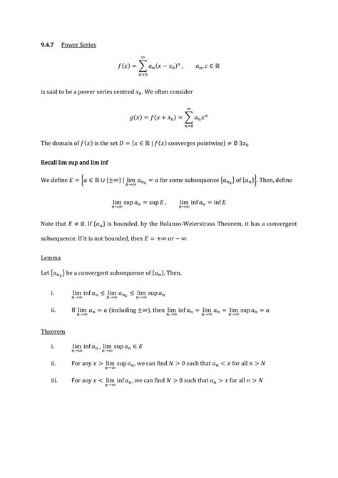 Mathematical Analysis Ii Summary Notes Ma3210 Mathematical Analysis