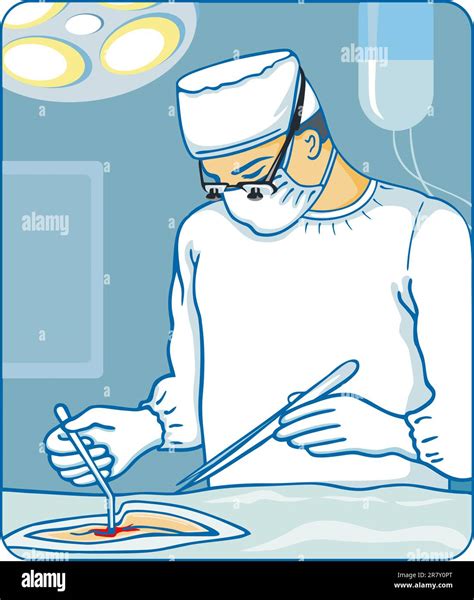 Vector Illustration Of Surgeon In Operation Room Stock Vector Image