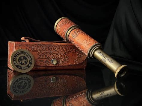 Nautical Brass Telescope Spyglass Scope Engraved Pure Leather Box17